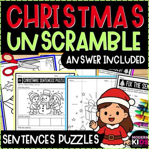 Christmas Unscramble Sentences | Fix the Sentence Builder Cut & Paste ...