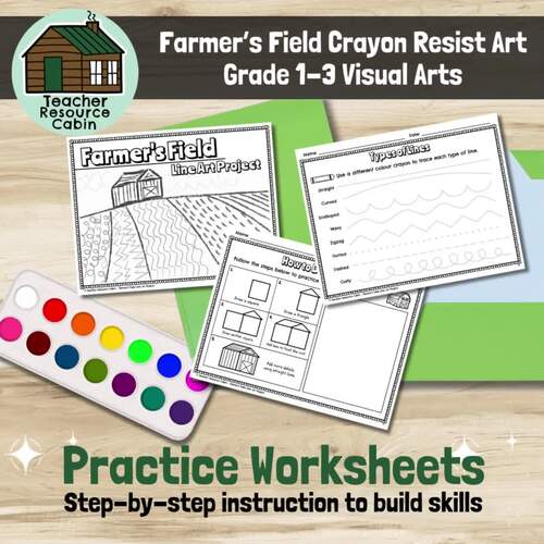 Farmer's Field CRAYON RESIST Art - Types of Line (Grade 1-3 Visual Arts)