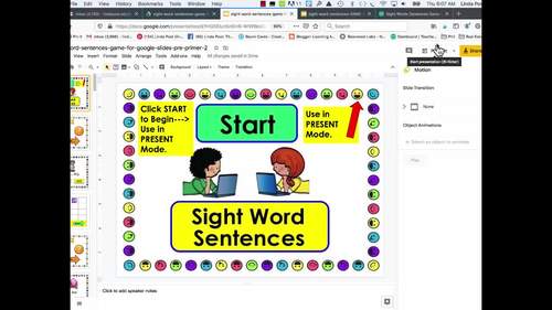 Sight Words Sentences Game Google Slides Pre Primer 21-40 Digital ...