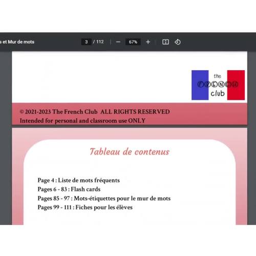 French Sight Words - Flash Cards and Word Wall - Mots Fréquents / Mots ...