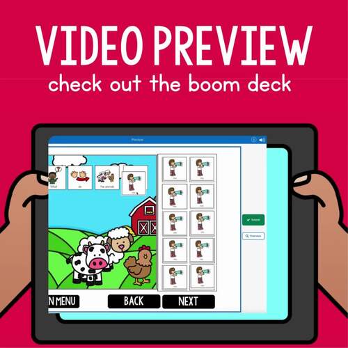 BOOM Cards | Farm Animals Core Vocabulary Activities for Speech Therapy
