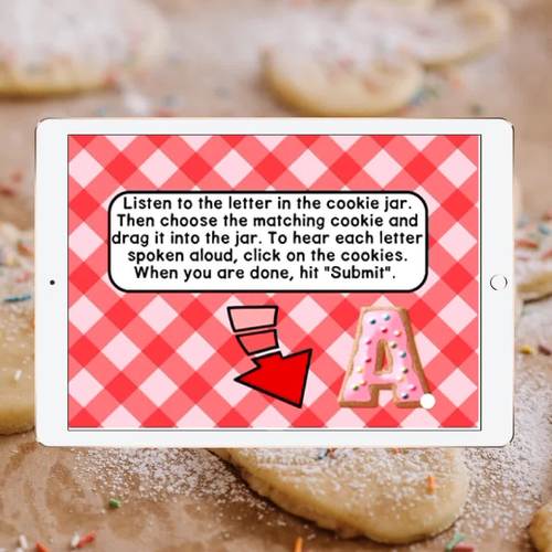 Audio alphabet boom cards | Upper case letter recognition | Cookies