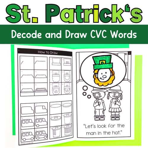 St Patricks Day Decodable Readers CVC Words | Directed Drawing Books
