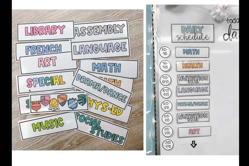Editable Classroom Schedule Cards English & French | Print What You Need!