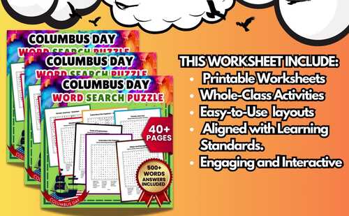 Fun Christopher Columbus Day Word Search Activity Worksheet 4th,5th,6th ...