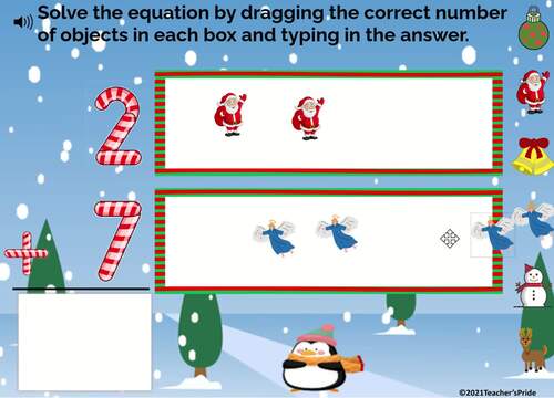 Christmas Addition Counting Ornaments Boom Cards by Teacher's Pride