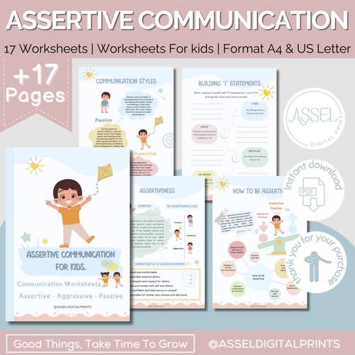 Assertive Communication worksheets, for kids, communication styles ...