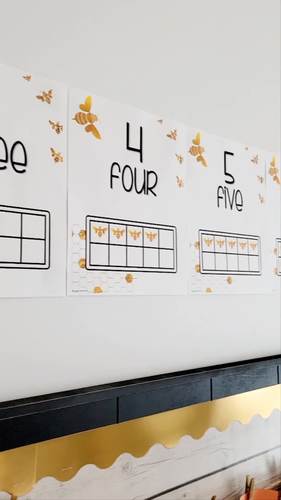 BOHO Bee Classroom Decor | Ten Frame | Number posters 0-20 | Editable