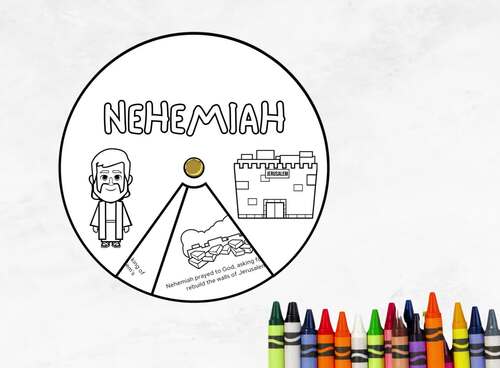 Nehemiah Bible Story Spinning Wheel Craft for Sunday School & Homeschool
