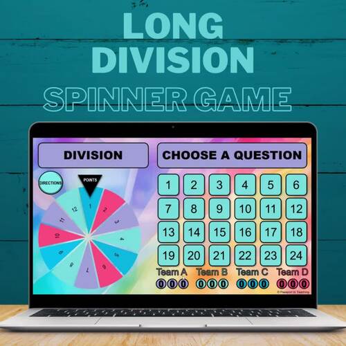 Long Division Spinner Game PowerPoint Digital Activity - 4th Grade