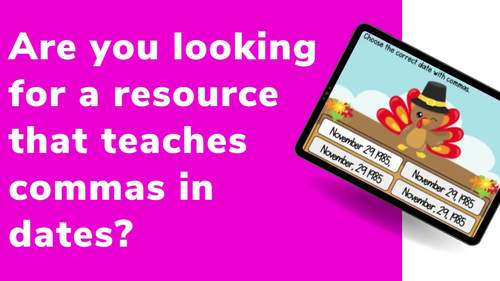 Using Commas in Dates Boom Cards by Fiddleheads | TPT