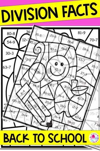 Back to School Color by Number Division by Primary Piglets | TpT