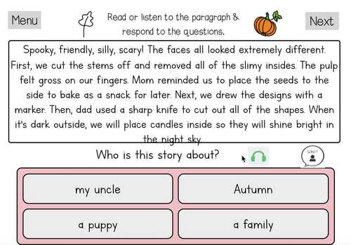 Fall Short Stories Boom Cards™ + Worksheets BUNDLE | Fall Comprehension