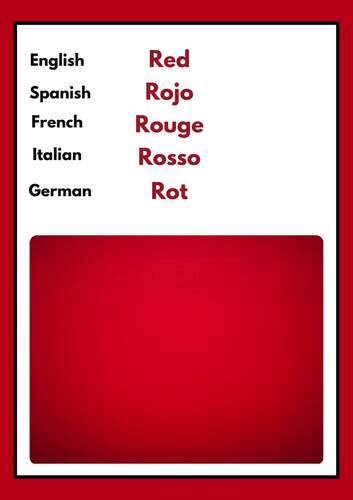 Colours Flashcards( English, Spanish, German, Italian and French)