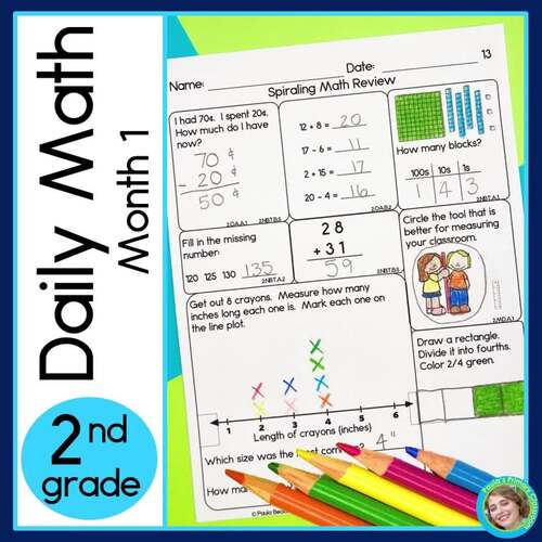 August September Morning Work 2nd Grade Math Spiral Review Worksheets ...