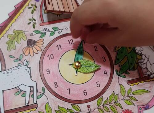 Cuckoo Clock Coloring, Build a Clock, Telling Time, Color Cut and Paste