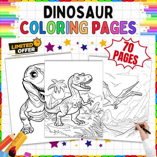 Back to School Dinosaur Coloring Pages: 70 Pages for Kids (Preschool ...