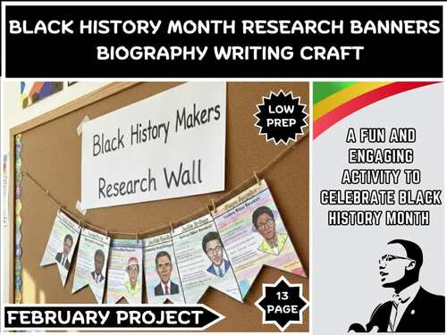 Black History Month Research Banners | Biography Writing Pennants ...