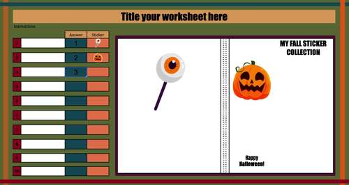 Halloween Sticker Reveal - Google Sheets Digital Mystery Picture Template