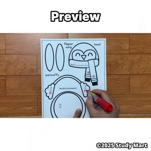 Penguin Subtraction Math Craft | Arctic Animals Bulletin Board |Winter ...