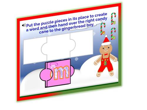Christmas CVC Short Vowel O Jigsaw Puzzle Boom Cards by Teacher's Pride