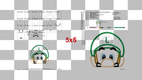 Luigi Super Mario Head 02 Applique Embroidery Design - Instant Download
