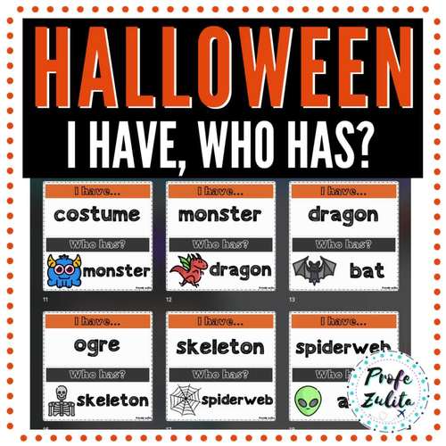 Halloween I have who has Vocabulary Game - 35 cards ESL / Newcomer ...