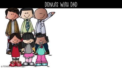 Dads with donuts clip art, daughter, school celebration COLORED Version