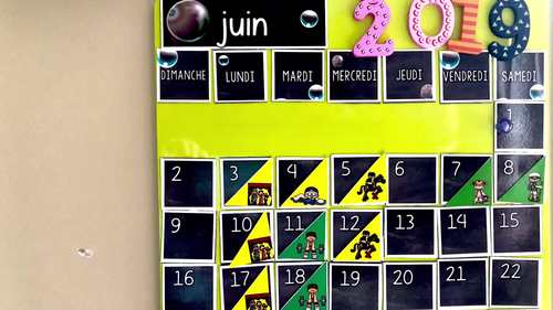 French calendar / Le calendrier de classe / Menu du jour La rentrée