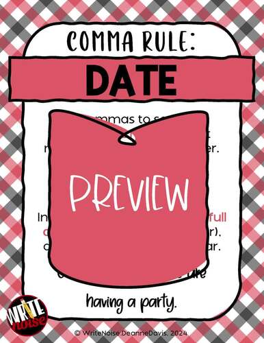 Grammar COMMA USAGE Posters COMMA RULES Anchor Charts Grades 4-5 by ...