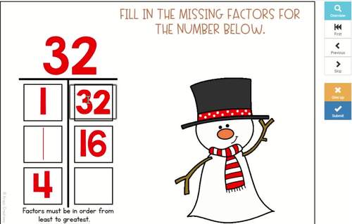 Factor Pairs Digital Boom Cards | Distance Learning | Winter Theme
