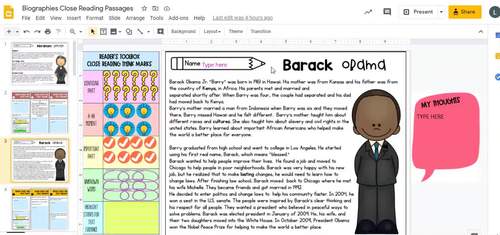 Biographies Digital Close Reading Passages -Distance Learning | TPT
