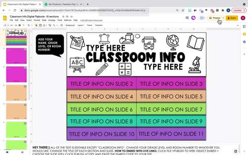 Back to School Classroom Information Flip Book with 10 Sections | TPT