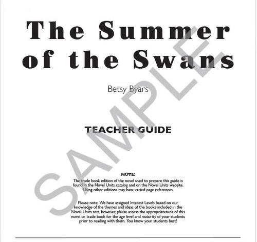 The Summer of the Swans Novel Units® Teacher Guide Novel Study | TPT