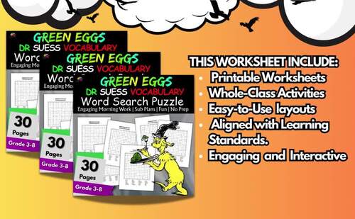 Dr Suess Day Green Eggs Word Search Puzzle Activities 3rd,4th,5th,6th ...
