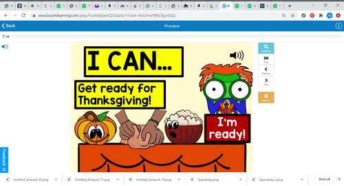 I Can Move Thanksgiving Errorless BOOM Cards for Brain Break Distance ...