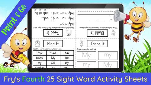 Fry's No Prep First 100 Sight Words Trace, Build, Find & Read It Sheets ...