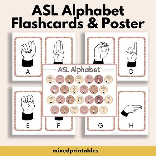 ASL (American Sign Language) Alphabet, ASL Flash Cards, Montessori ...