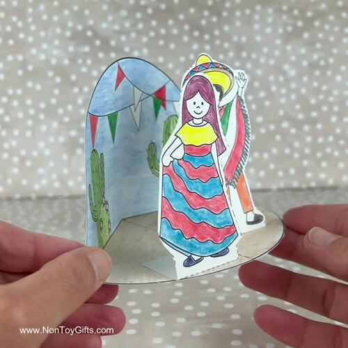 Cinco de Mayo 3D Craft - Mexican Fiesta - Coloring Diorama Activity ...