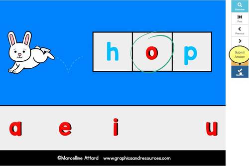 MEDIAL SOUND SHORT VOWEL CVC WORD WORK BOOM CARDS DISTANCE LEARNING ...