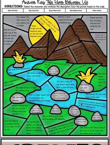 "The River Between Us" Color By Code Novel Activity Game | TPT