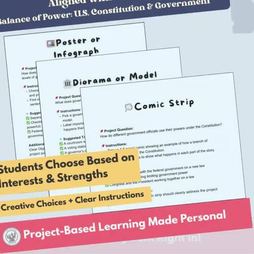 5th Grade Constitution Choice Board, Balance of Power & Individual ...