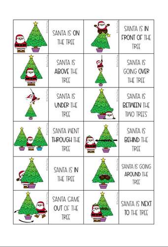 Christmas Prepositions of Place Dominoes and Worksheets - ESL Fun Printable