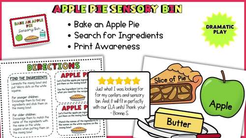 Make an Apple Pie Sensory Bin Activities Cooking Dramatic Play Apples Theme