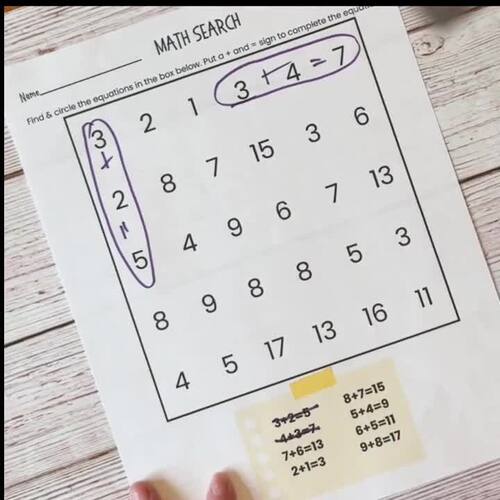 Math Facts Word Search | Make 10, Doubles, Doubles ±1 Fluency Practice