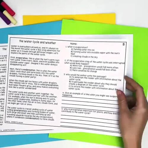 Weather Science Passages Reading Comprehension 2nd 3rd 4th by Wanderful ...