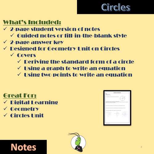 Writing Equations of Circles Geometry Guided Notes Circles Unit | TPT