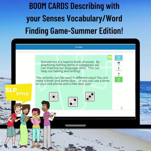 Summer Edition Describing With Your Senses Vocab Word Finding Game 