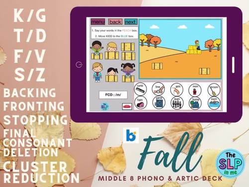 Fall Middle 8 Phonological Processes Articulation Deck – BOOM Cards™