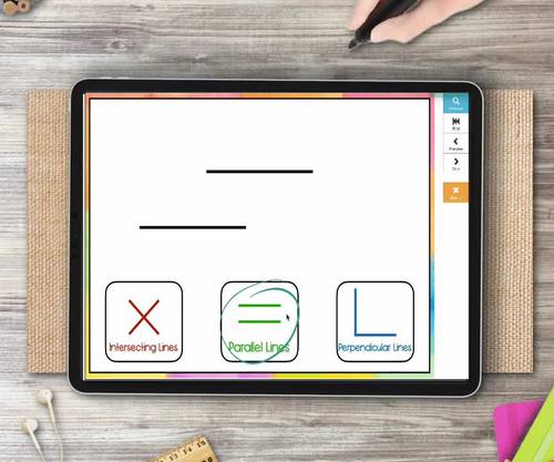 Types of Lines Boom Cards - Parallel Perpendicular Intersecting Lines ...